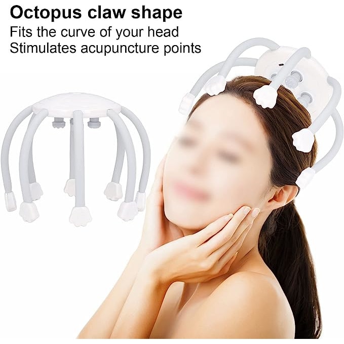 Fejmasszírozó Octopus Massager, 10 kar, akkumulátor, időzítő, a fejbőr ...