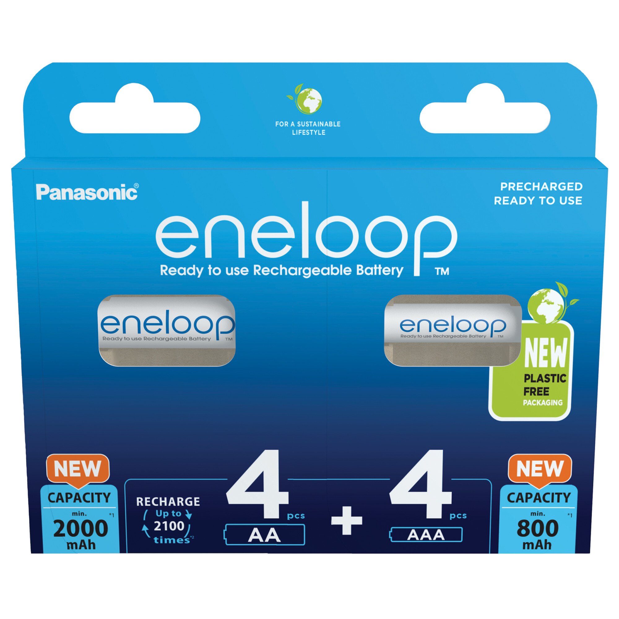 Set Acumulatori Panasonic Eneloop 2100 Cicluri 4 X 2000mah R6 Aa 4 X