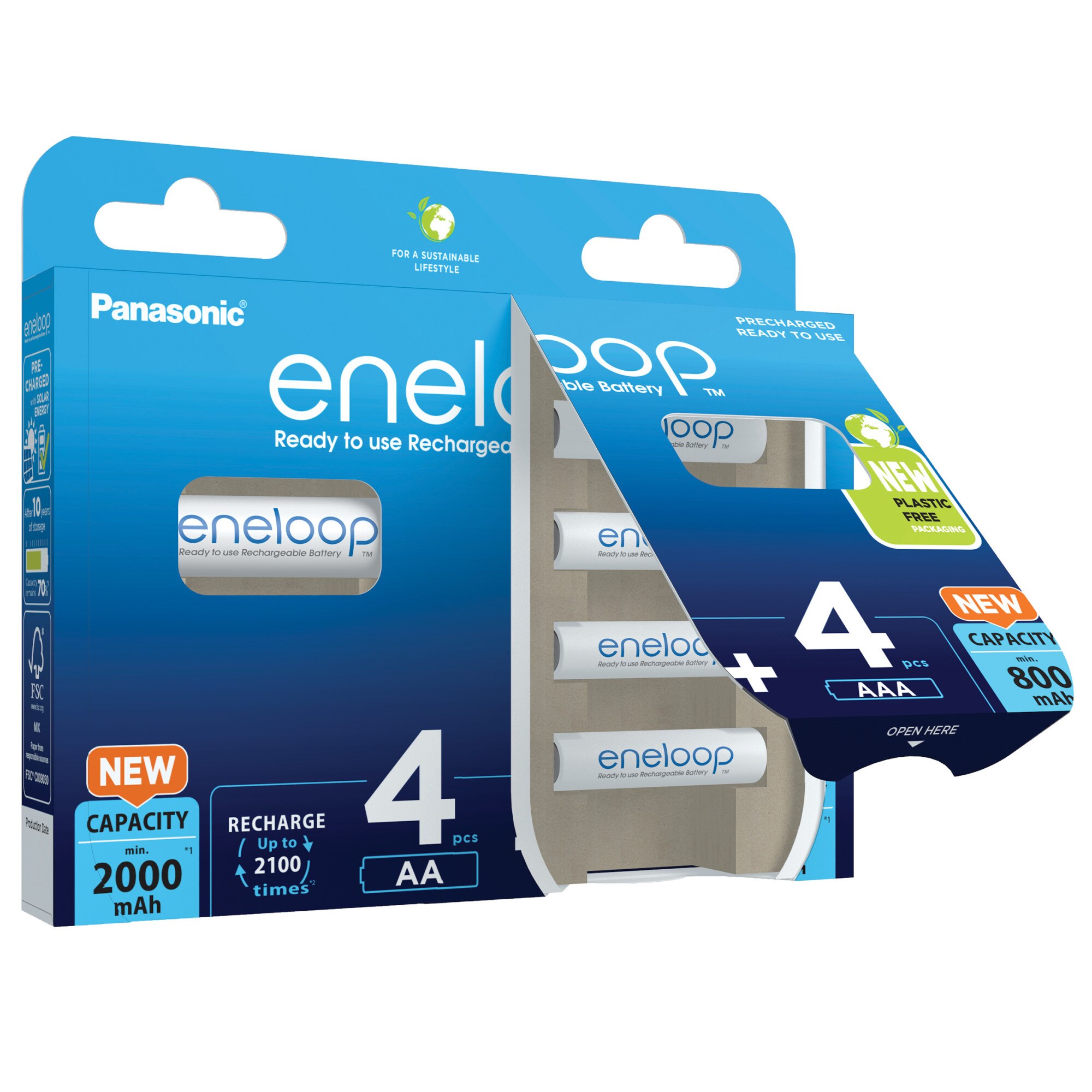 Set Acumulatori Panasonic Eneloop 2100 Cicluri 4 X 2000mah R6 Aa 4 X