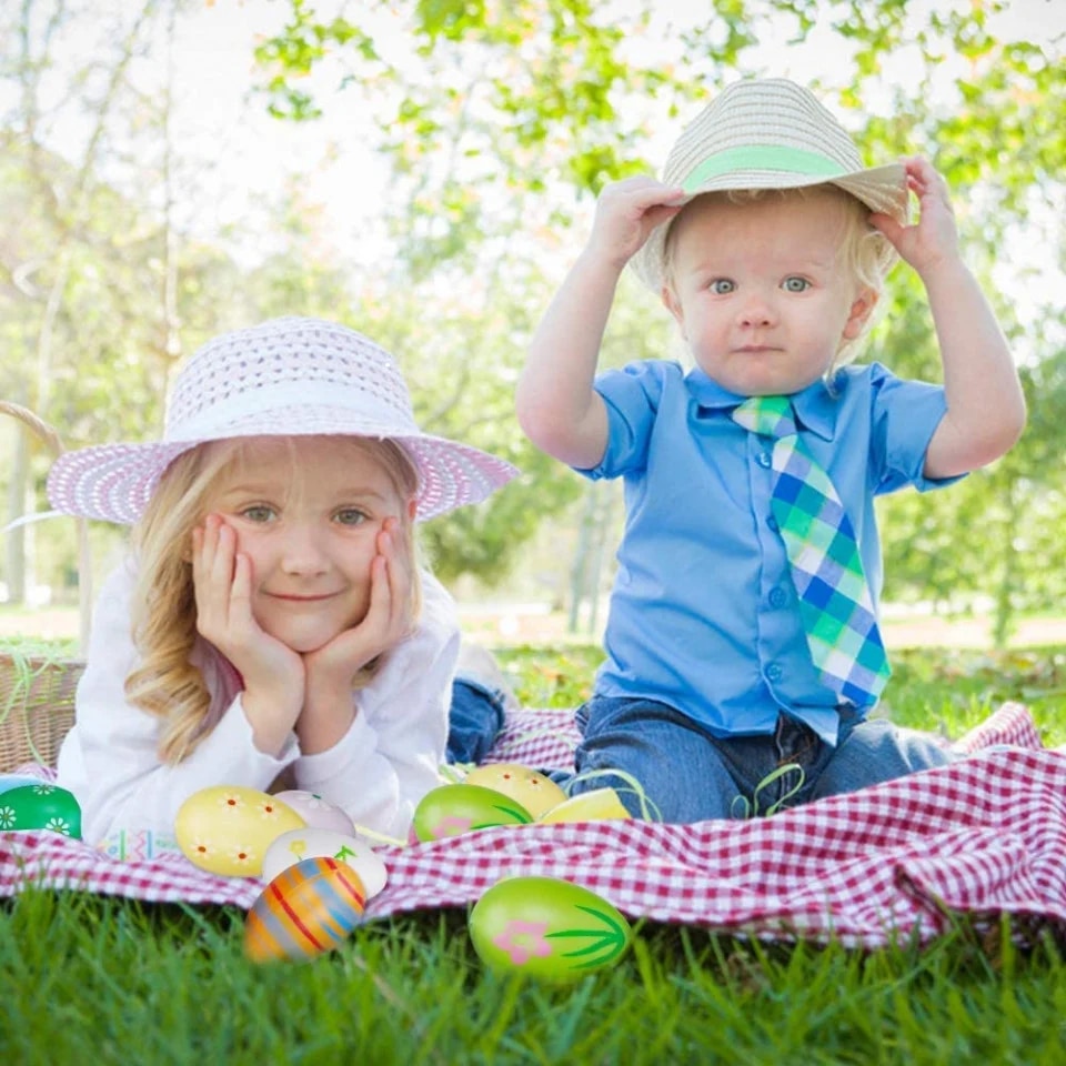 Комплект 6 великденски яйца Jaesy Lee, пластмасови, многоцветни, 3,9 х ...
