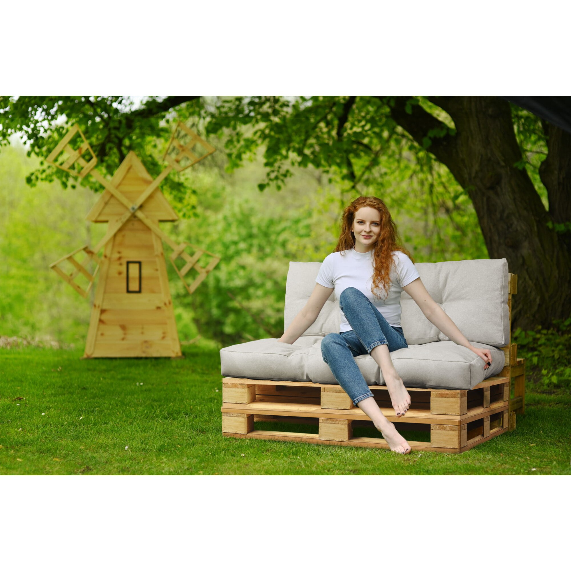 Perna de canapea din paleti de gradina, Postergaleria, 40 x 120 x 80 x ...