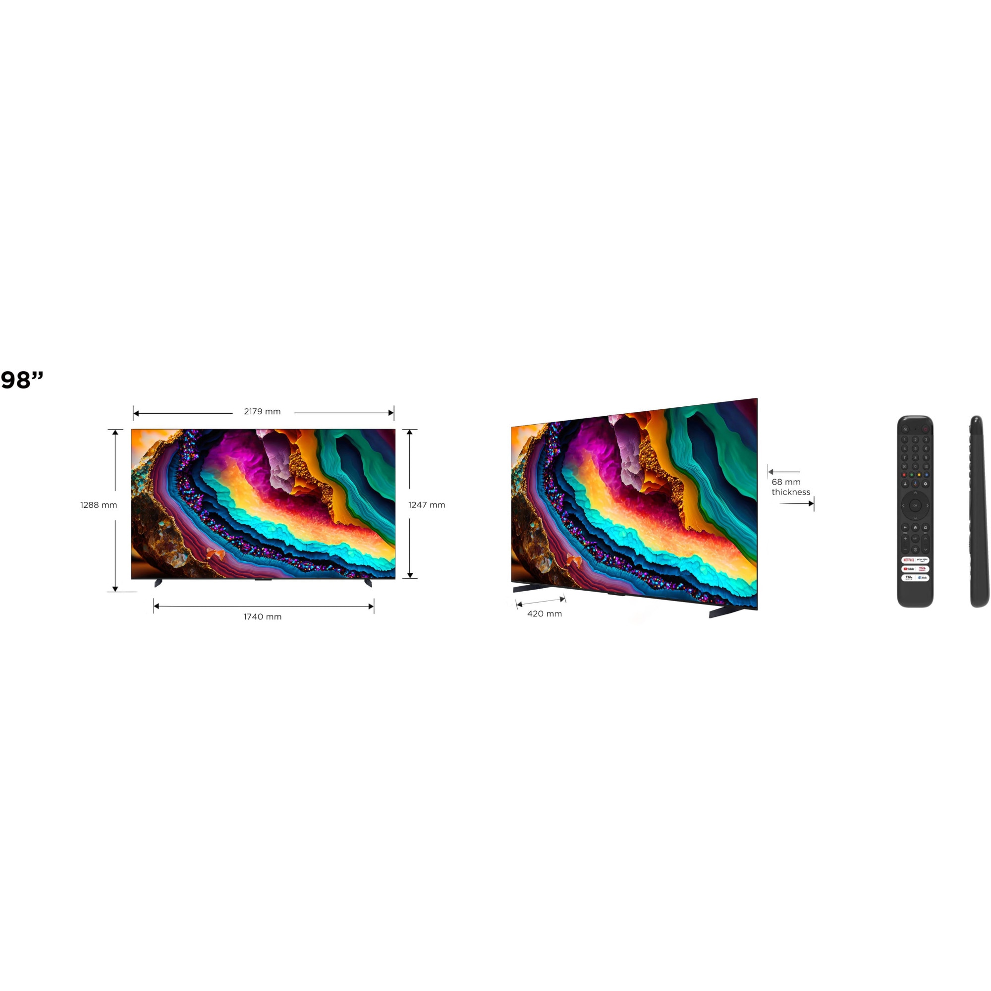 Телевизор TCL LED 98P745, 98" (248 см), Smart Google TV, 4K Ultra HD ...