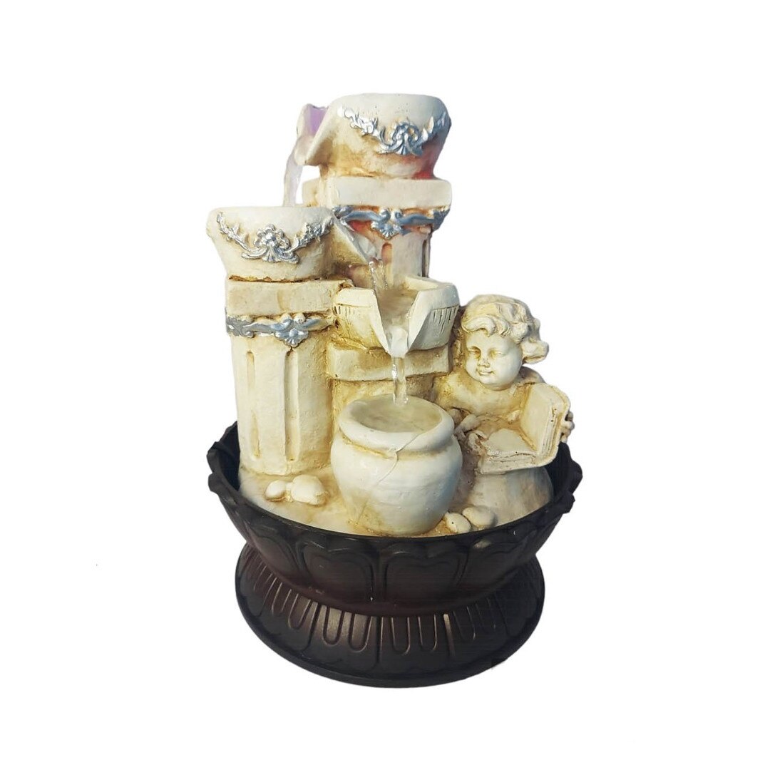 Fantana arteziana cu ingeras si ulcioare, Bila si leduri luminoase, 25 ...