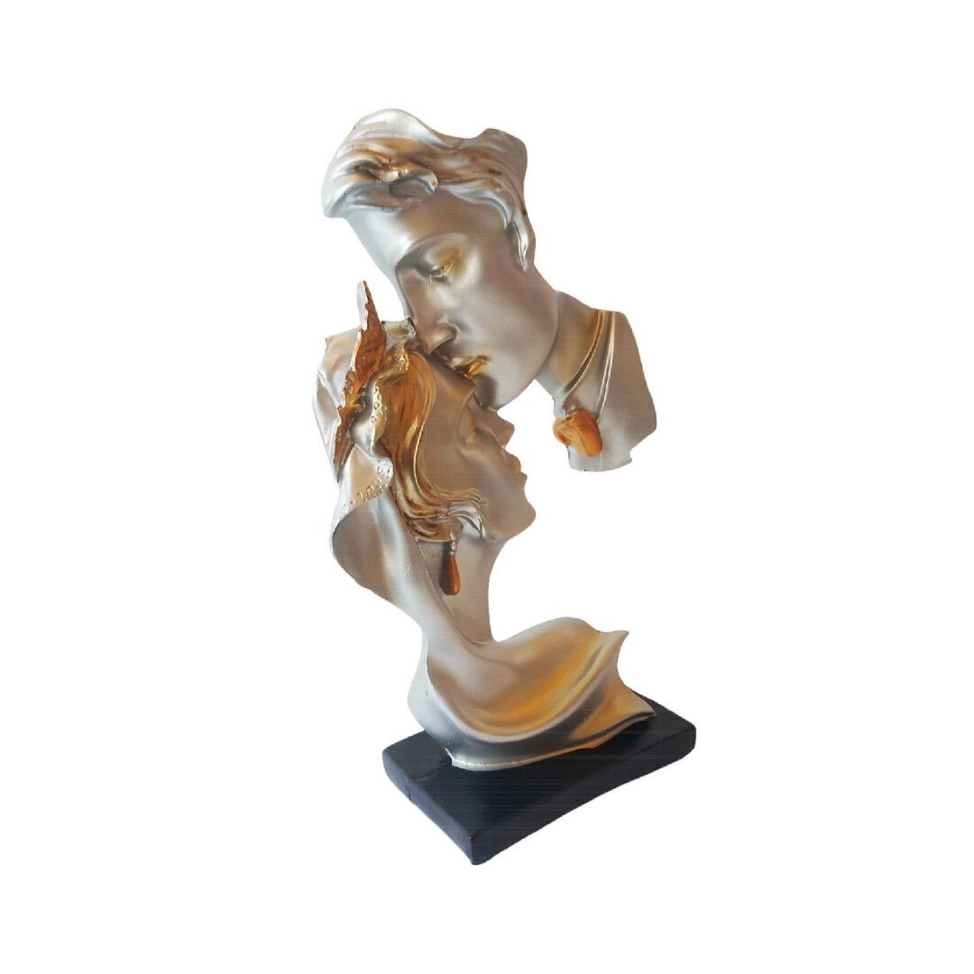 Statueta decorativa, Indragostiti, Argintiu, 25 cm, CQ5952 - eMAG.ro