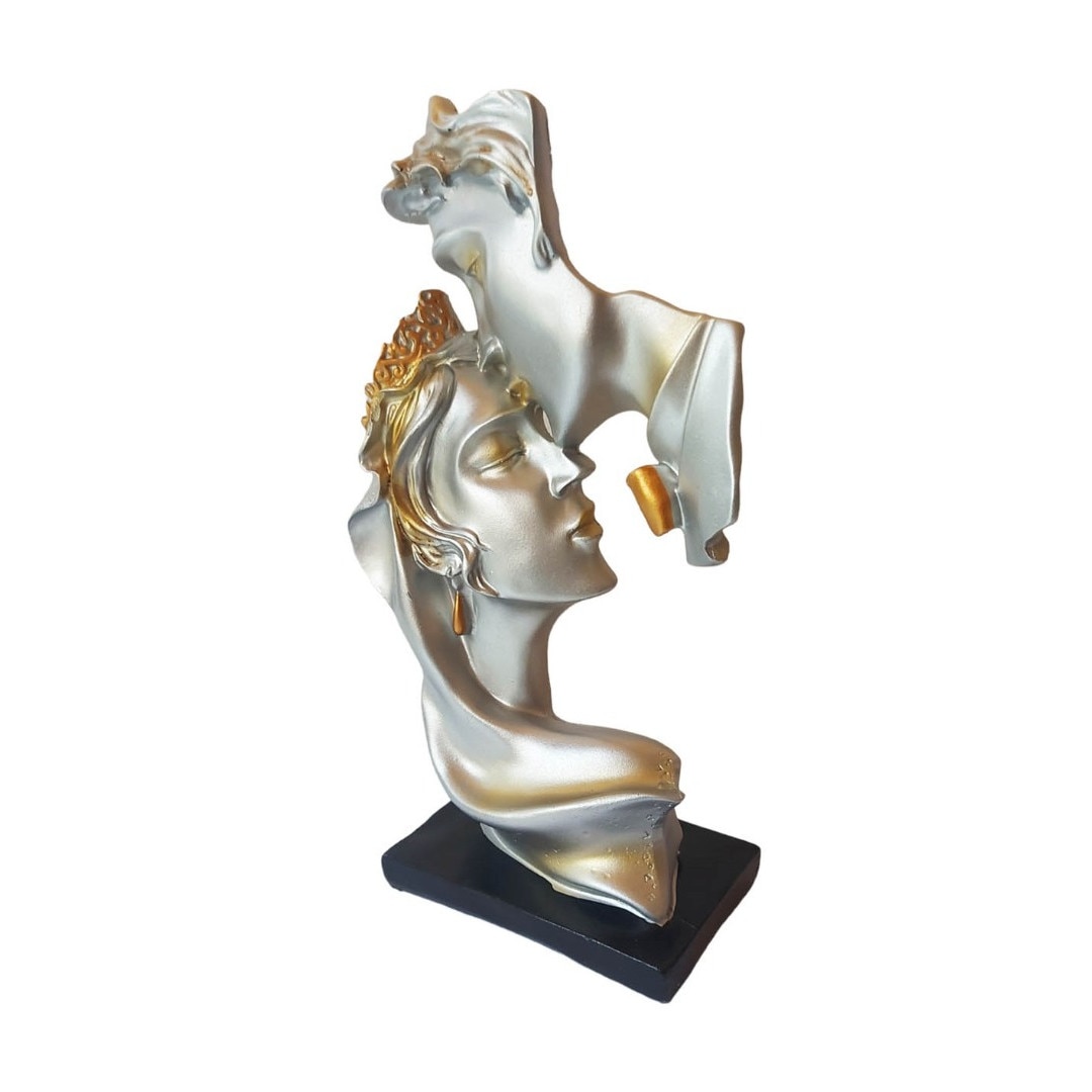 Statueta decorativa, Indragostiti, Argintiu, 25 cm, CQ5952 - eMAG.ro