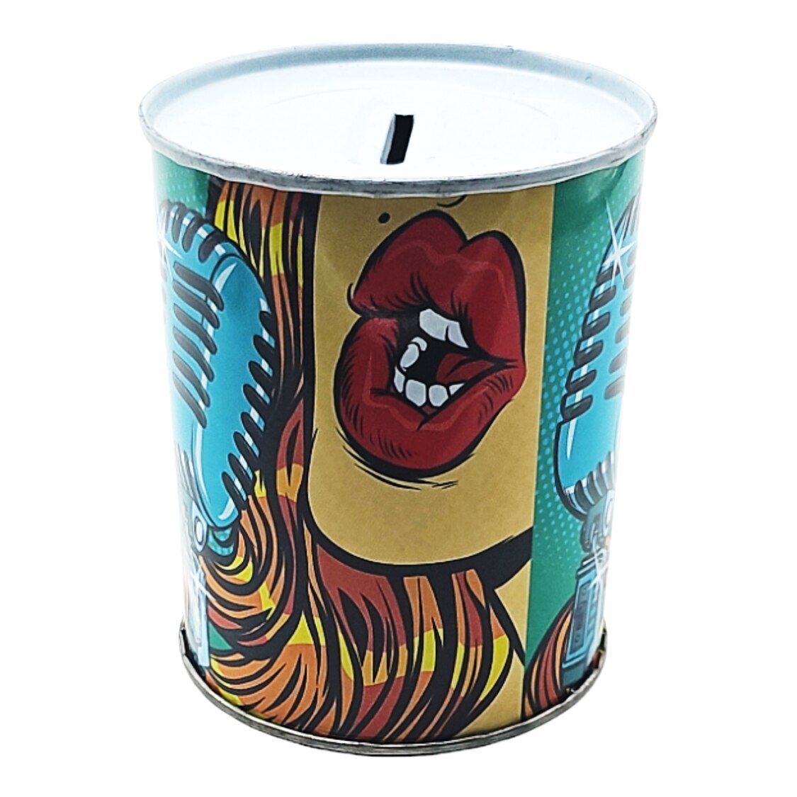 Pusculita metalica rotunda mica, cu imprimeu kiss 9x10 cm - eMAG.ro