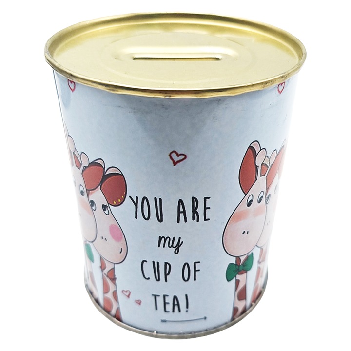 Pusculita metalica rotunda mica, cu imprimeu girafe 9x10 cm - eMAG.ro