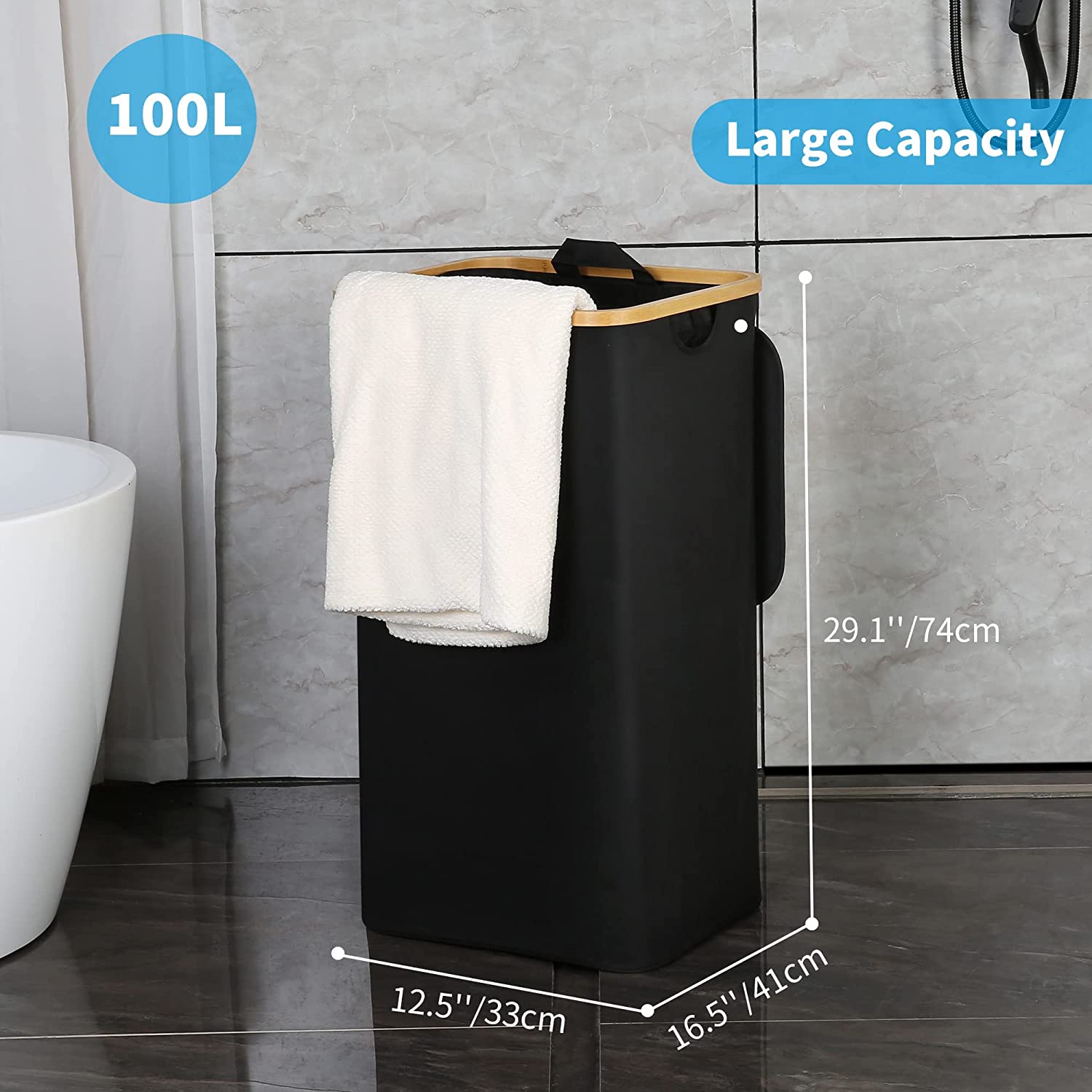 Cos Rufe, Oricean®, Din Material Textil, Capac si Manere, Cadru Bambus ...