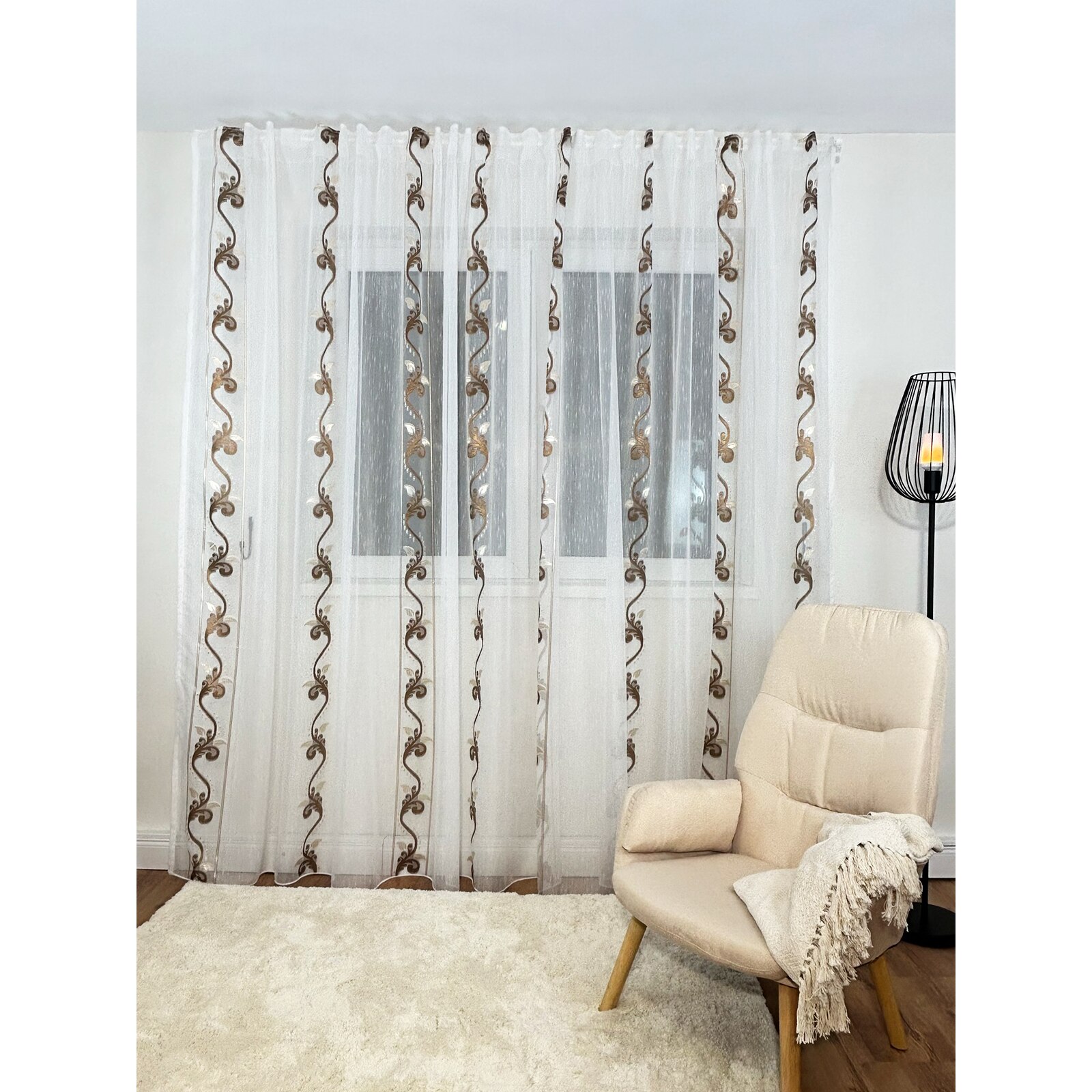 Set Perdea si Draperie Doriana, 2 draperii black-out 2x250x250cm maro ...