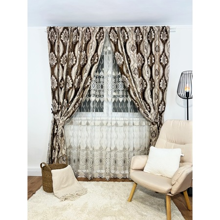 Set Perdea si Draperie Daciana, 2 draperii black-out 2x150x260cm maro ...
