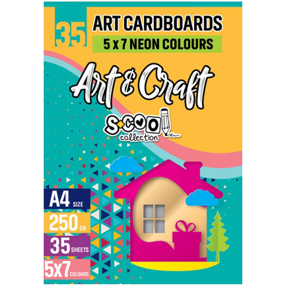 Carton color S-cool, A4, 250g, 35 coli, 7 culori neon/set - eMAG.ro