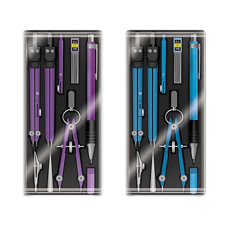 Compas S-cool, 9 piese in cutie plastic, diverse culori - eMAG.ro