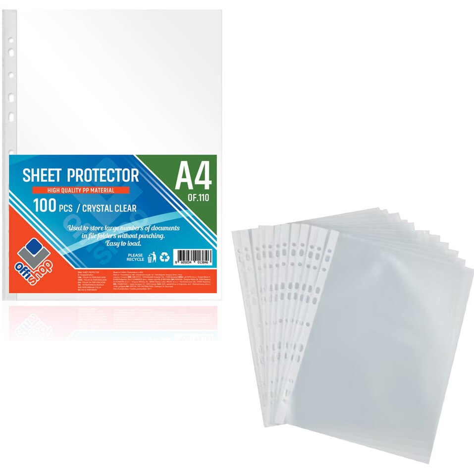 Folie protectie Offishop, A4, 60mic, Cristal, 100 buc/set - eMAG.ro