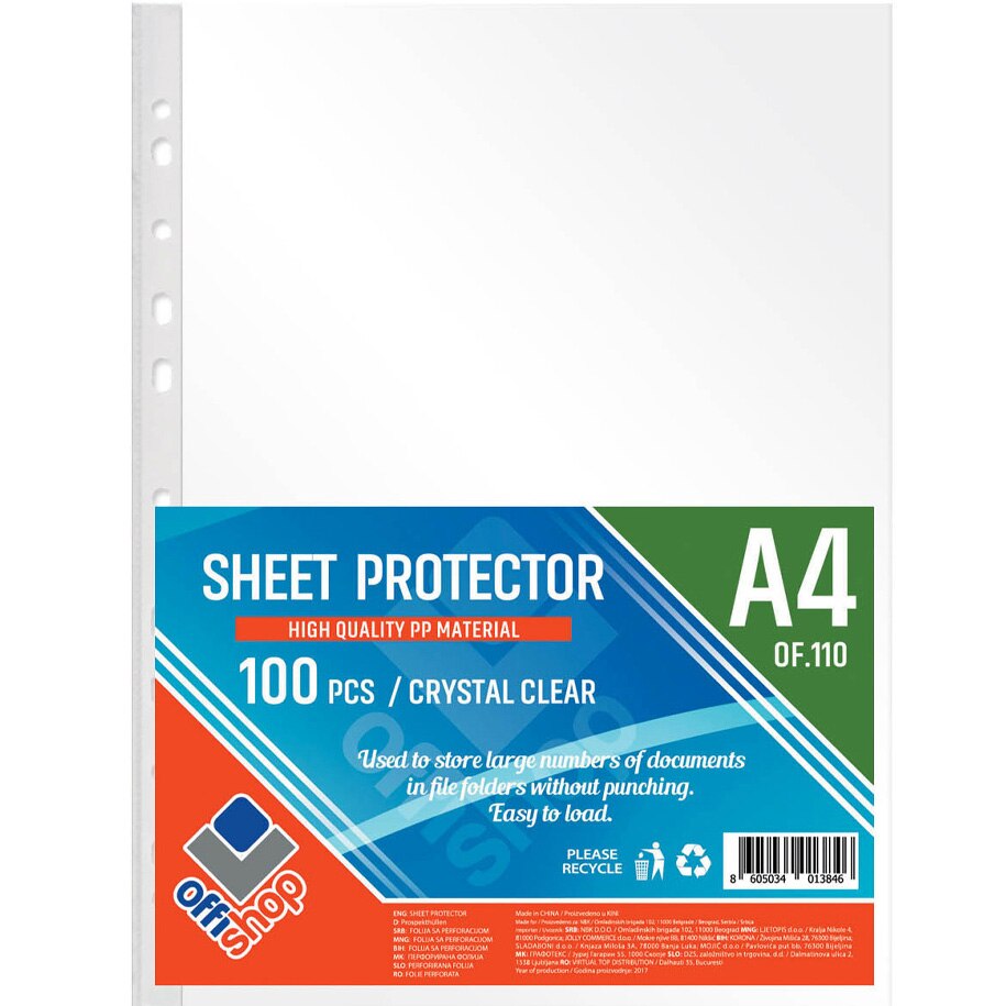 Folie protectie Offishop, A4, 60mic, Cristal, 100 buc/set - eMAG.ro