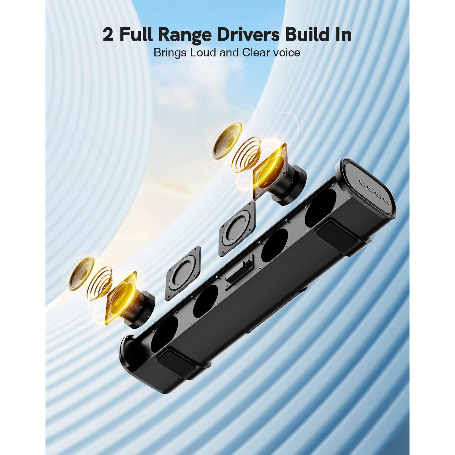 Mini Soundbar de 16 inchi, ULTIMEA Tapio Ⅰ, Wireless Bluetooth 5.0 ...