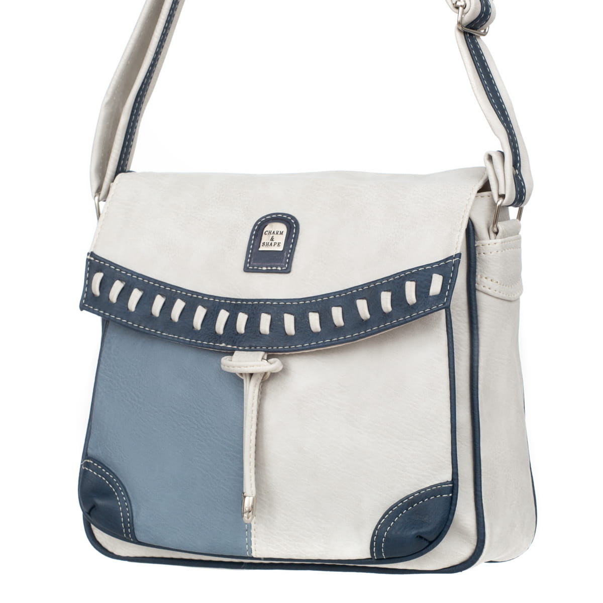 Geanta dama, Charm & Shape, Piele, Gri/Albastru - eMAG.ro