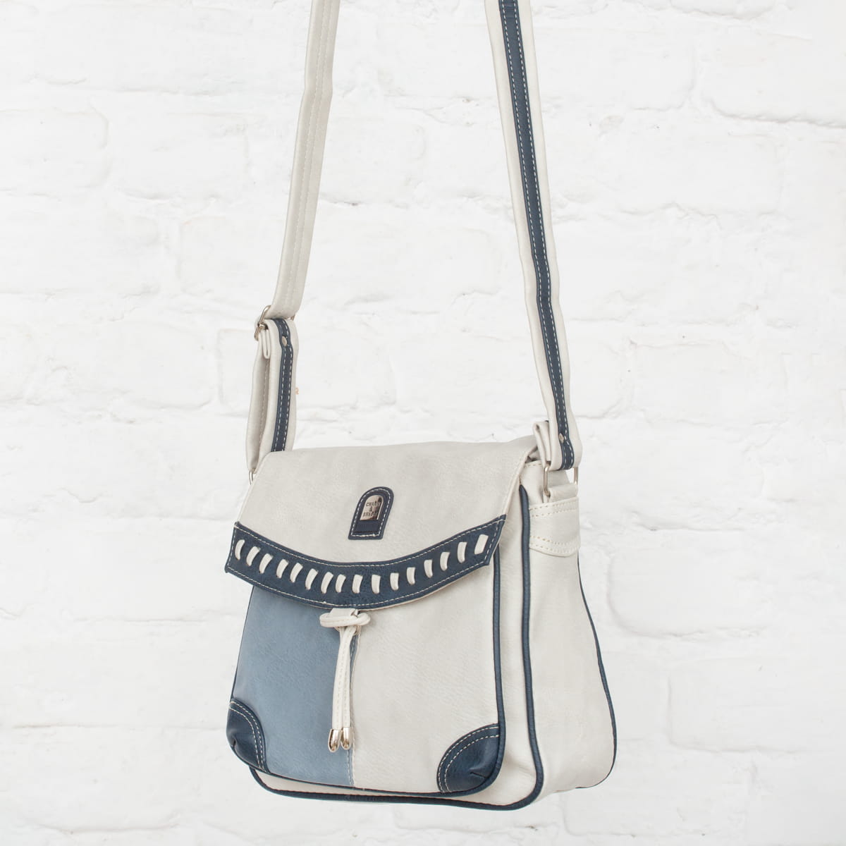 Geanta dama, Charm & Shape, Piele, Gri/Albastru - eMAG.ro