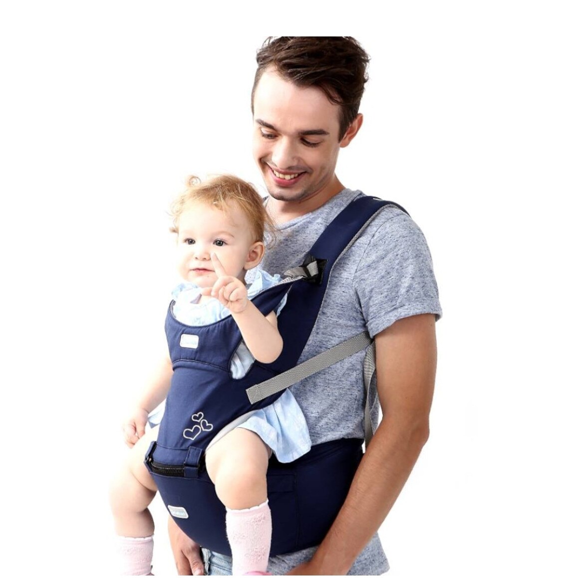 Ергономично кенгуру Aiebao със седалка, Синьо, ZoePRO COOL - eMAG.bg