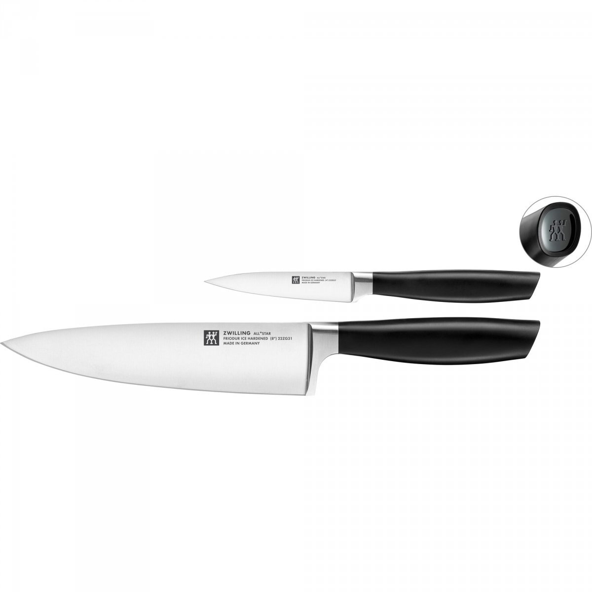 Set 2 cutite, Zwilling, Inox, 10/20 cm, Negru\Argintiu - eMAG.ro