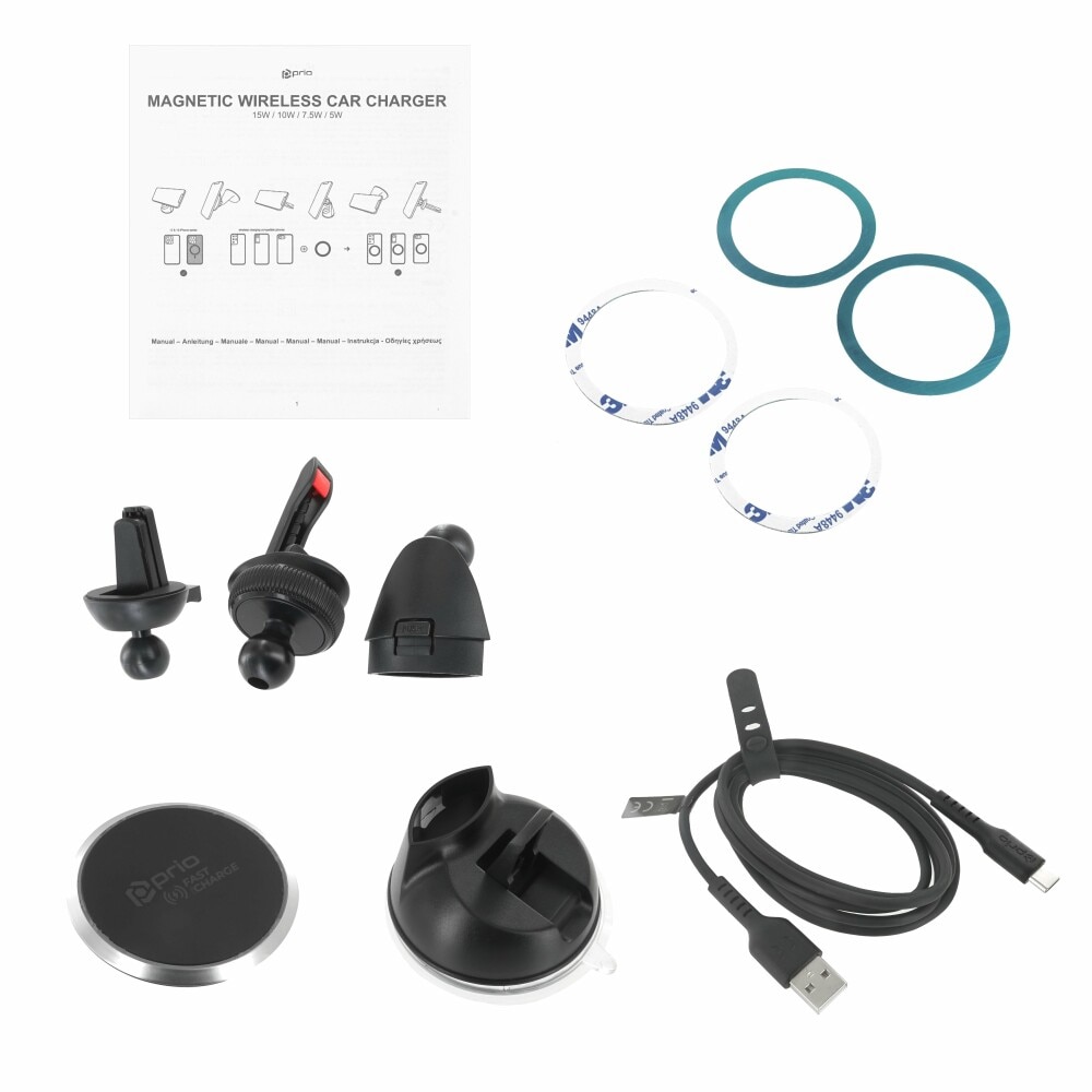 Incarcator auto, magnetic, fara fir cu incarcare rapida 15 W (USB C ...