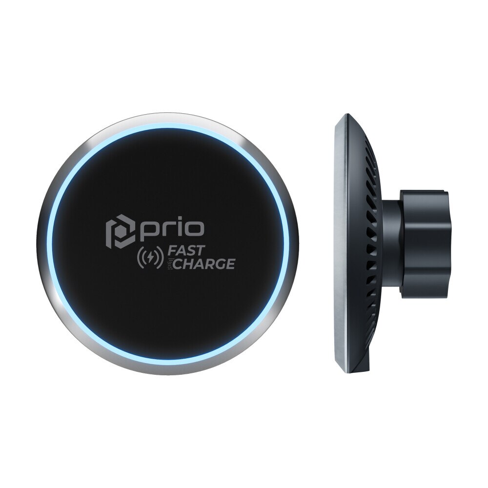 Incarcator auto, magnetic, fara fir cu incarcare rapida 15 W (USB C), Prio, negru - eMAG.ro