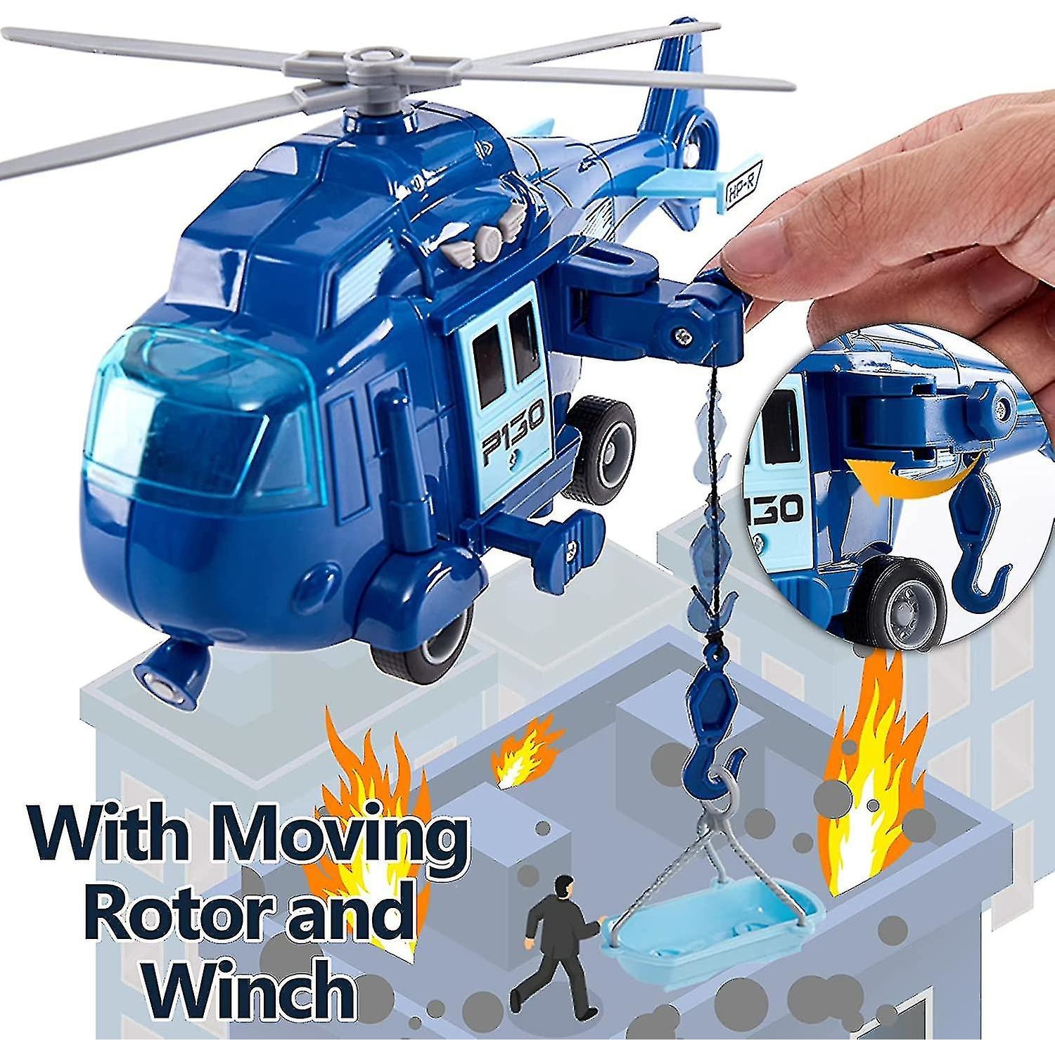 Elicopter politie cu sunete si lumini scara 1:20, albastru - eMAG.ro