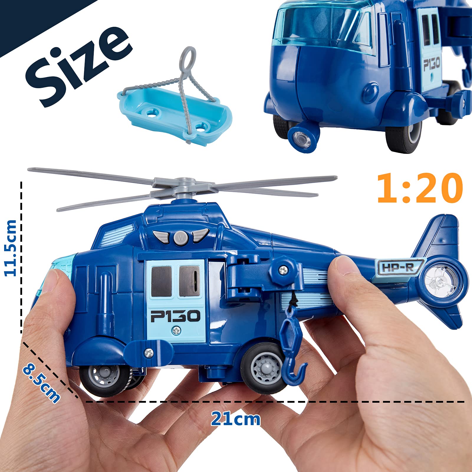 Elicopter politie cu sunete si lumini scara 1:20, albastru - eMAG.ro