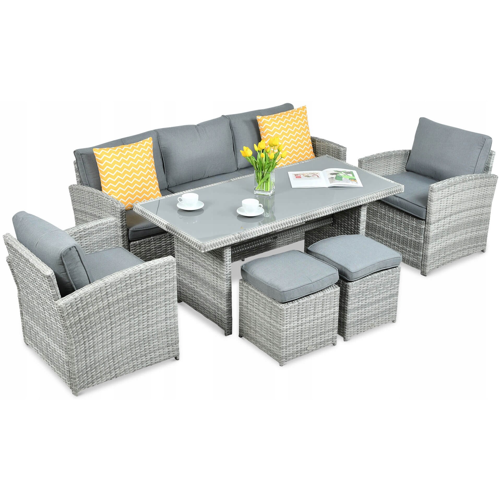 Set mobilier gradina, Focus Garden, Ratan, Gri - eMAG.ro