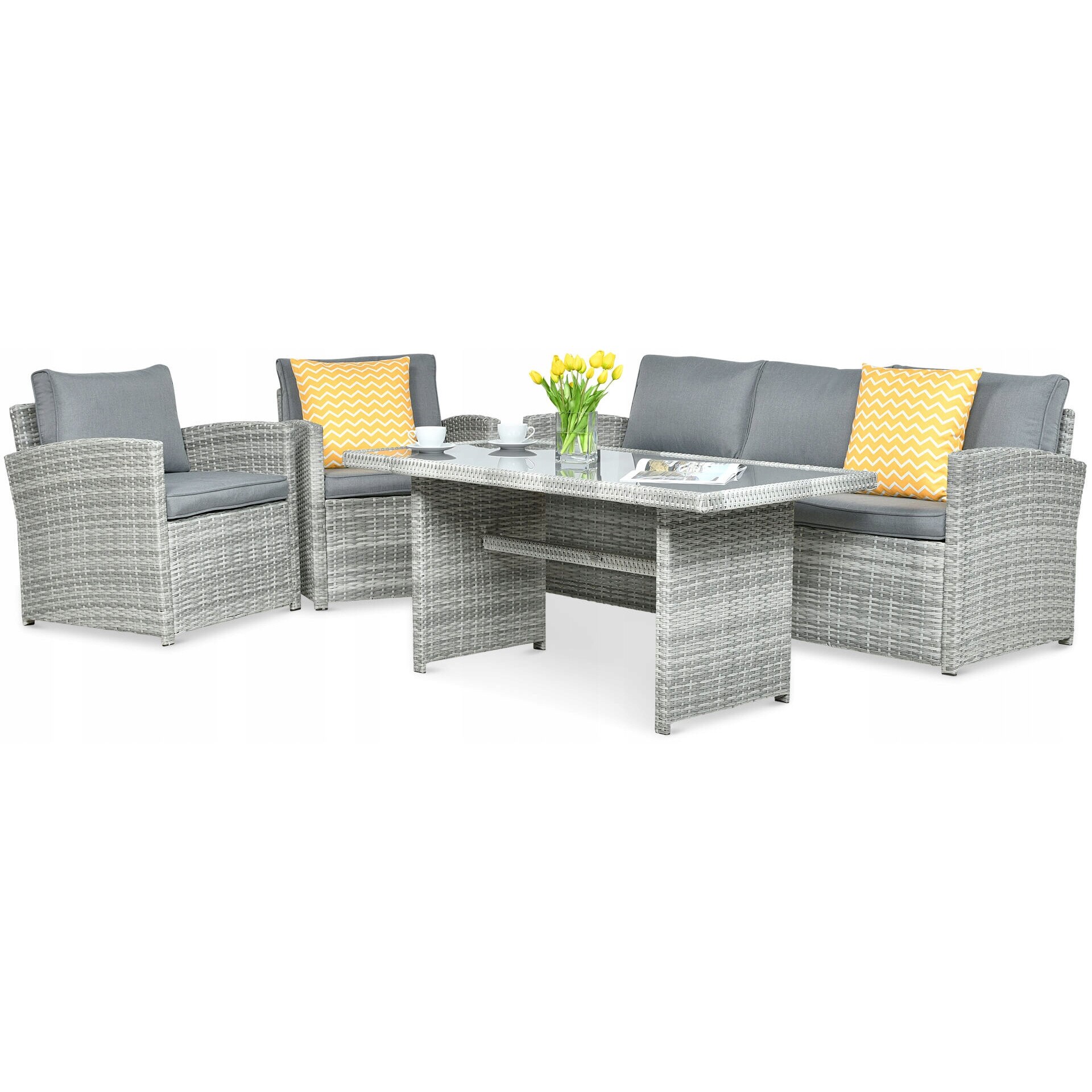Set mobilier gradina, Focus Garden, Ratan, Gri - eMAG.ro