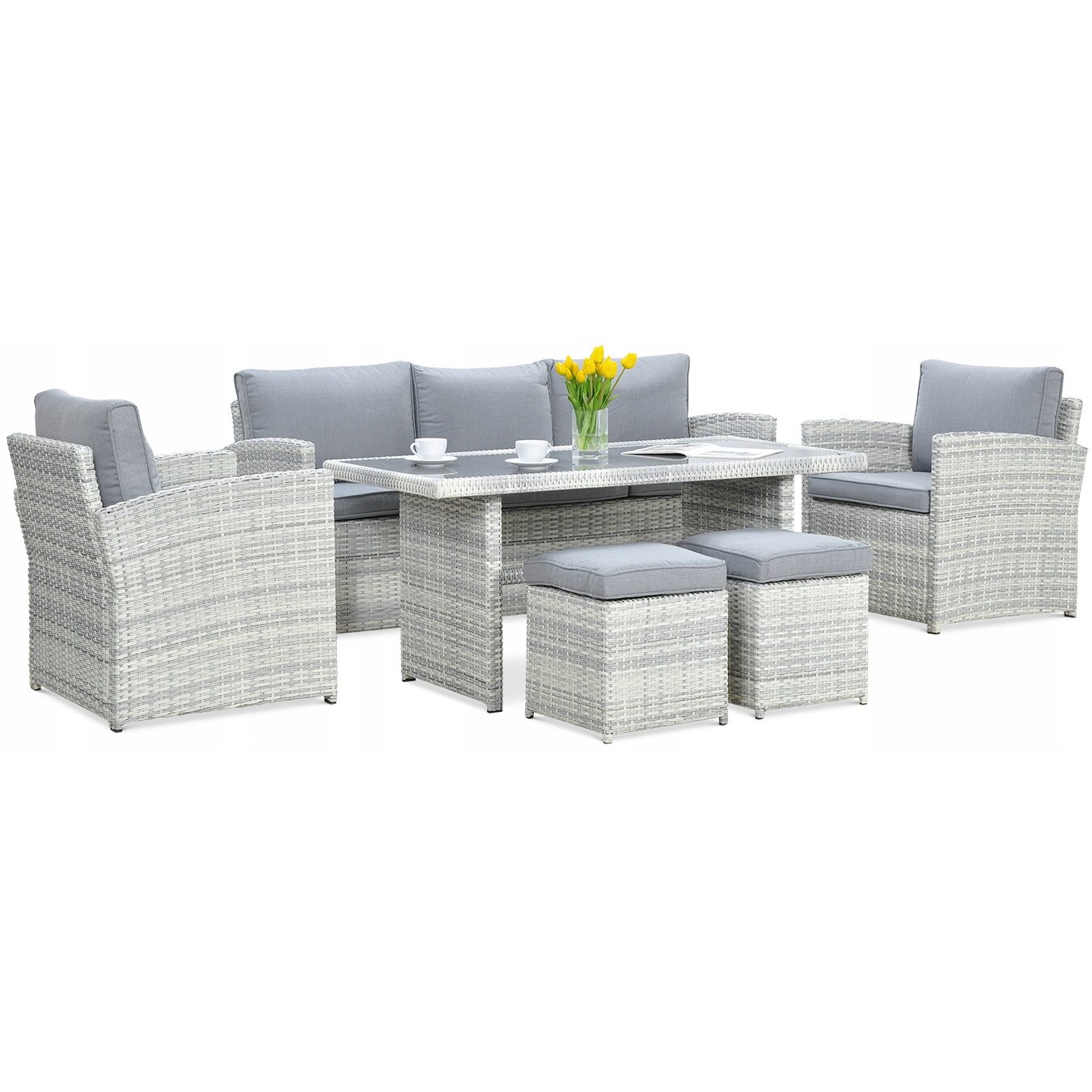 Set mobilier gradina, Focus Garden, Ratan, Gri - eMAG.ro