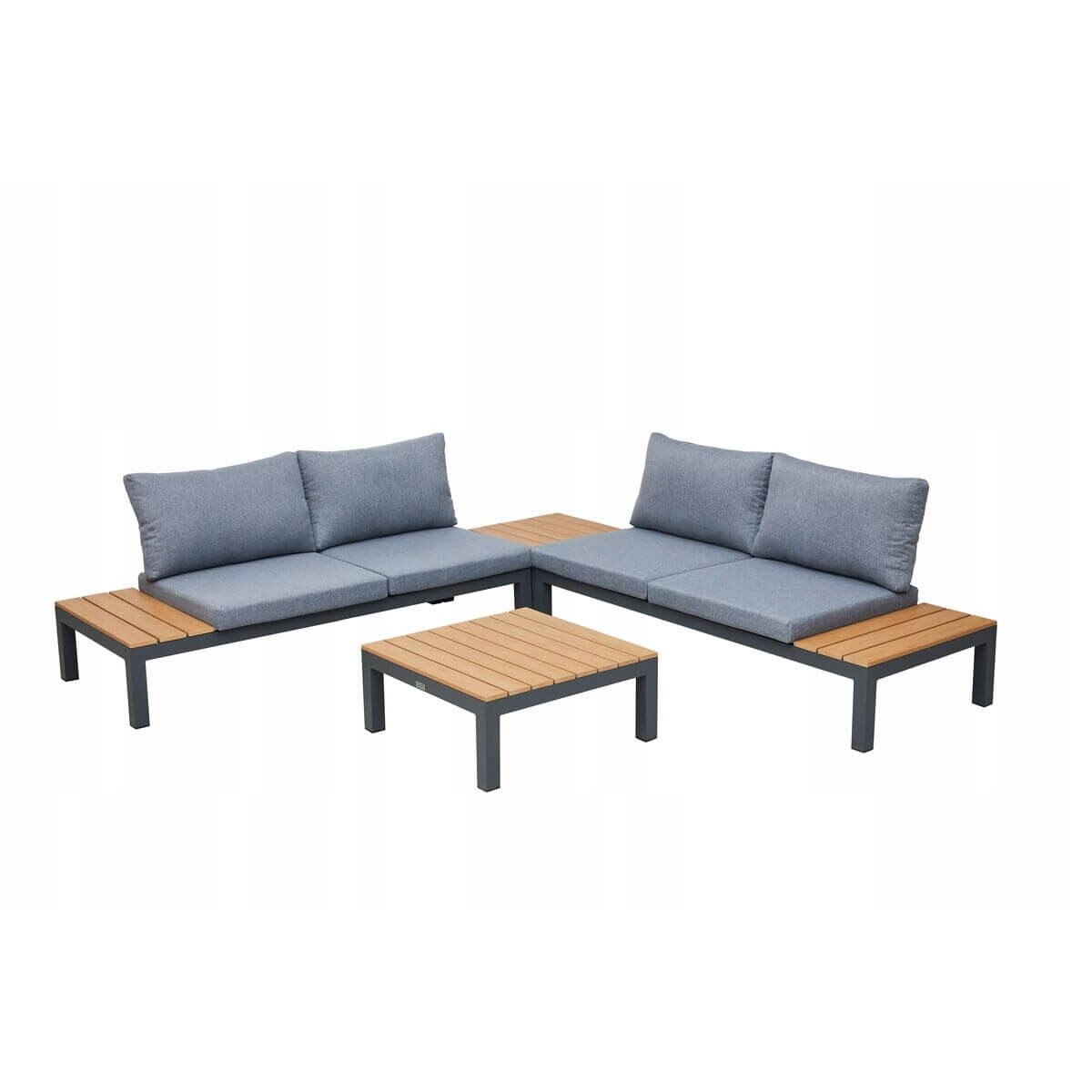 Set mobila gradina, Focus Garden, Lemn/Polister, 3 elemente, Gri - eMAG.ro