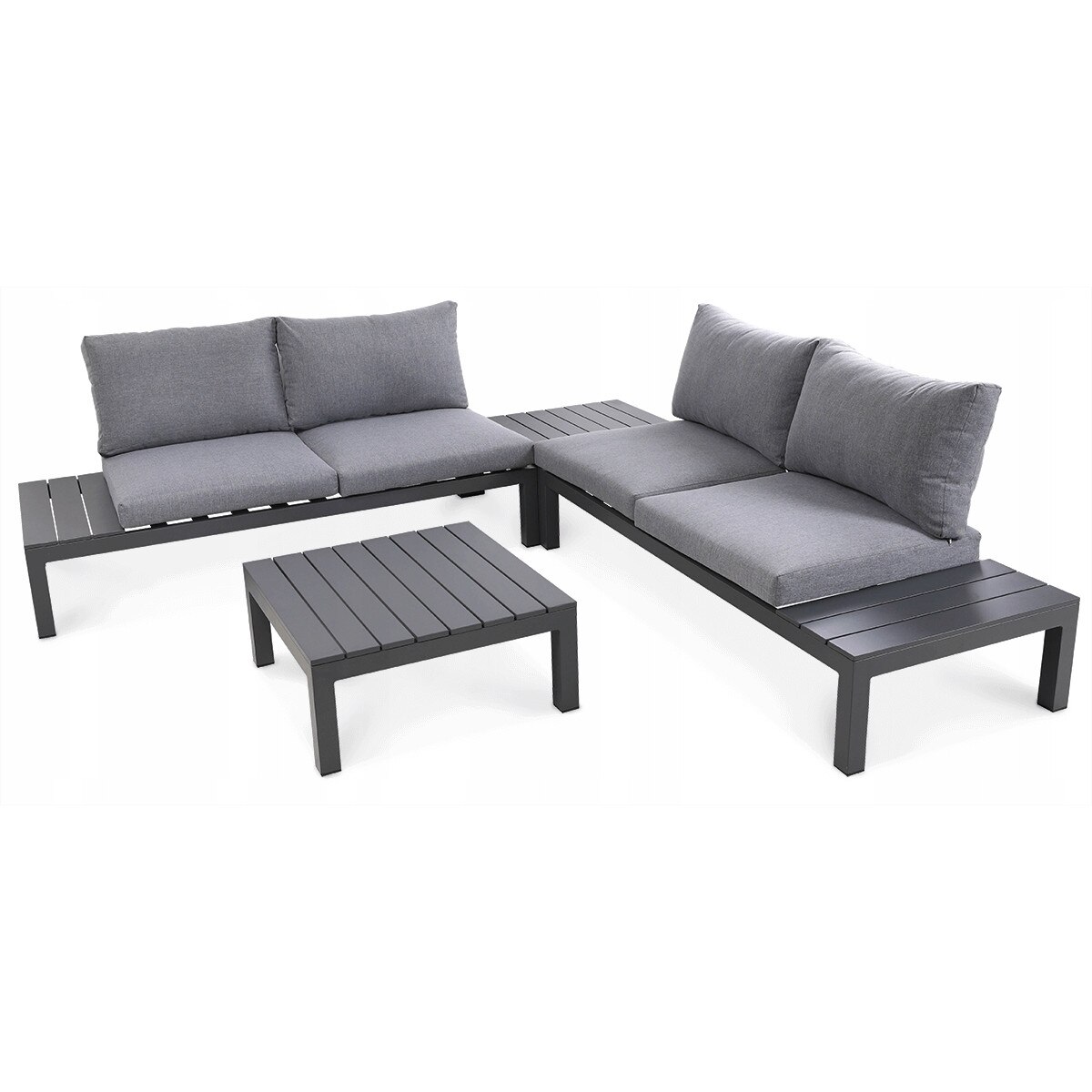 Set mobila gradina, Focus Garden, Lemn/Polister, 3 elemente, Gri - eMAG.ro