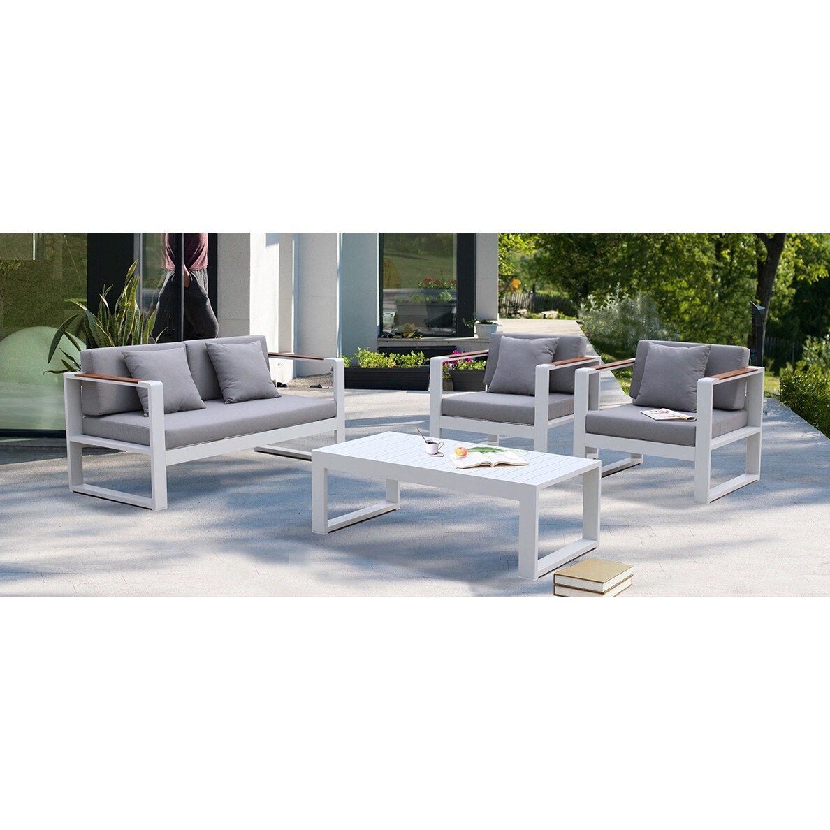 Set mobilier gradina, Focus Garden, Polipropilena, 4 elemente, Gri ...