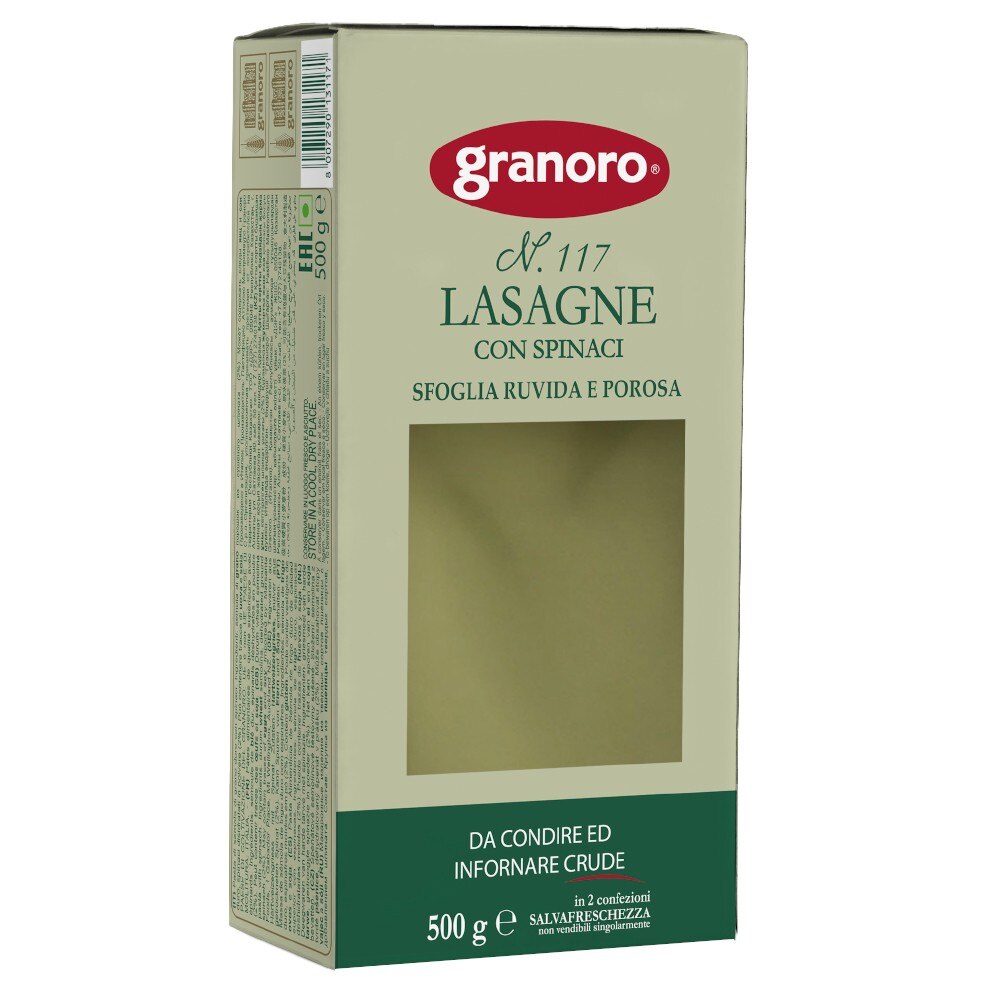 Set 2 x Foi pentru Lasagna din Grau Dur cu Spanac, Granoro, 500 g - eMAG.ro