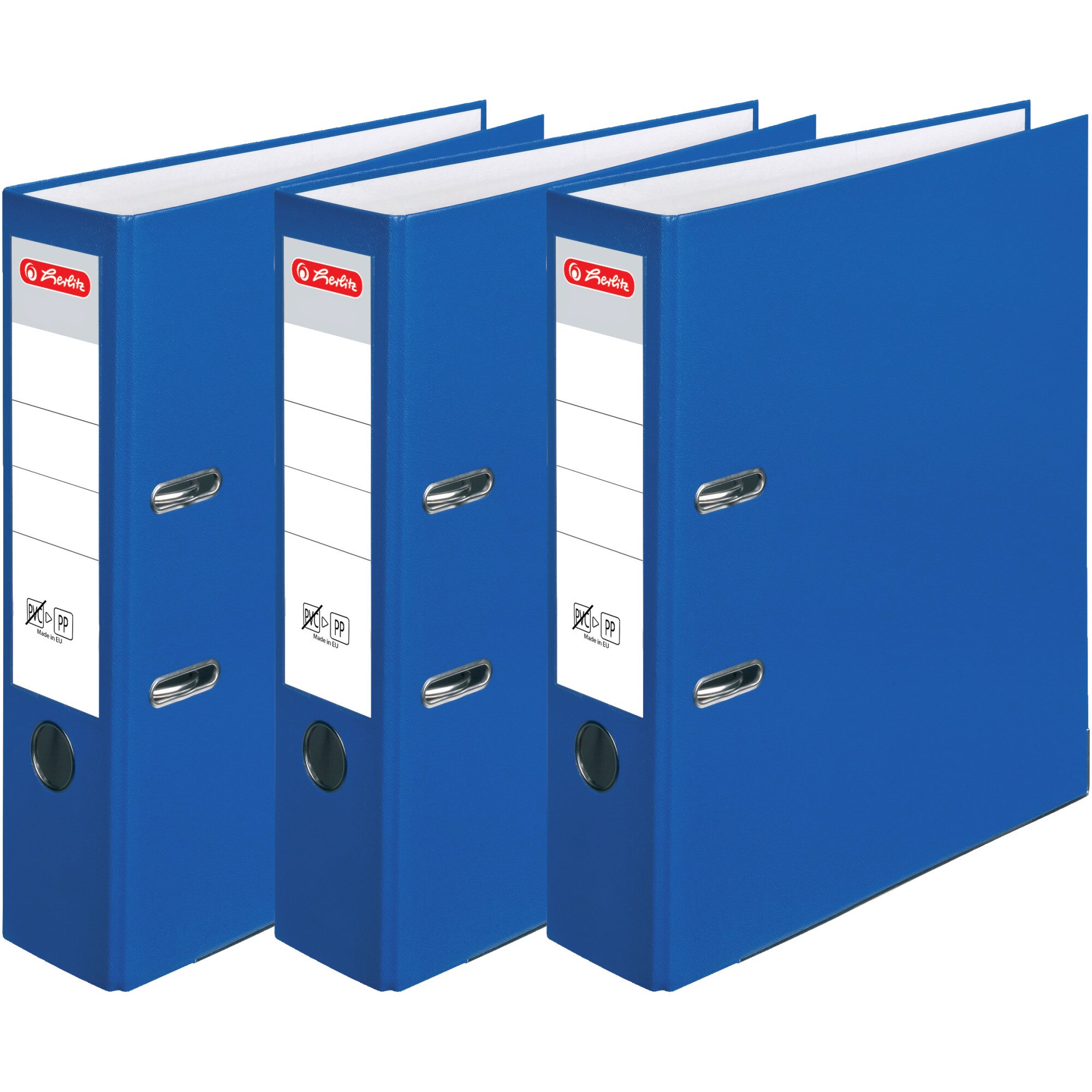 Set 3 Biblioraft Herlitz, PP, A4 5 cm, Buzunar, Sina, culoare albastra - eMAG.ro