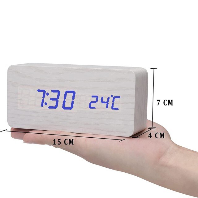 Ceas Electronic de Masa cu Led Albastru, Termometru, Alarma, Control ...