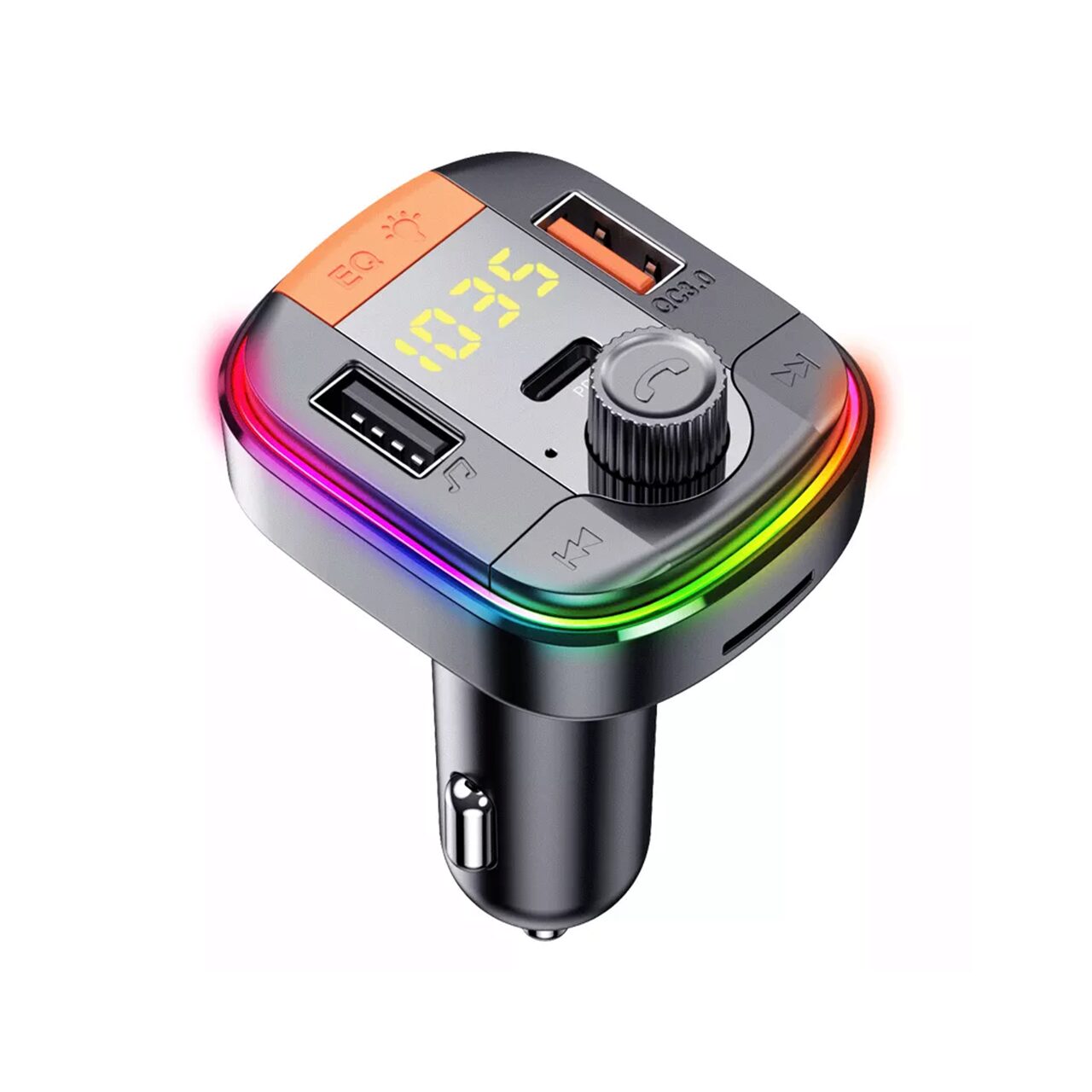 Incarcator Auto cu Modulator FM, Display LED, 2xUSB, Type-C, 18W ...