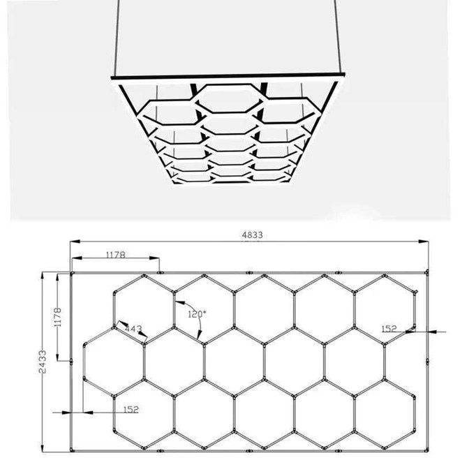 Sistem de iluminare led hexagonal pentru garaj / showroom 4840 mm x ...