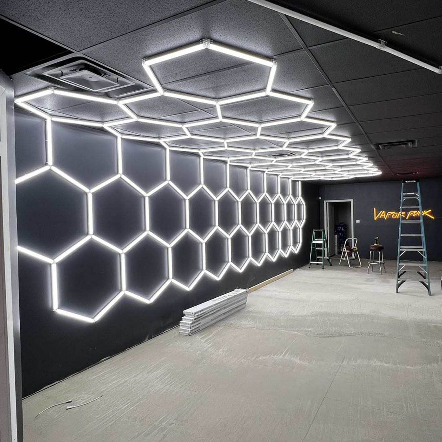 Sistem de iluminare led hexagonal pentru garaj / showroom 4840 mm x ...
