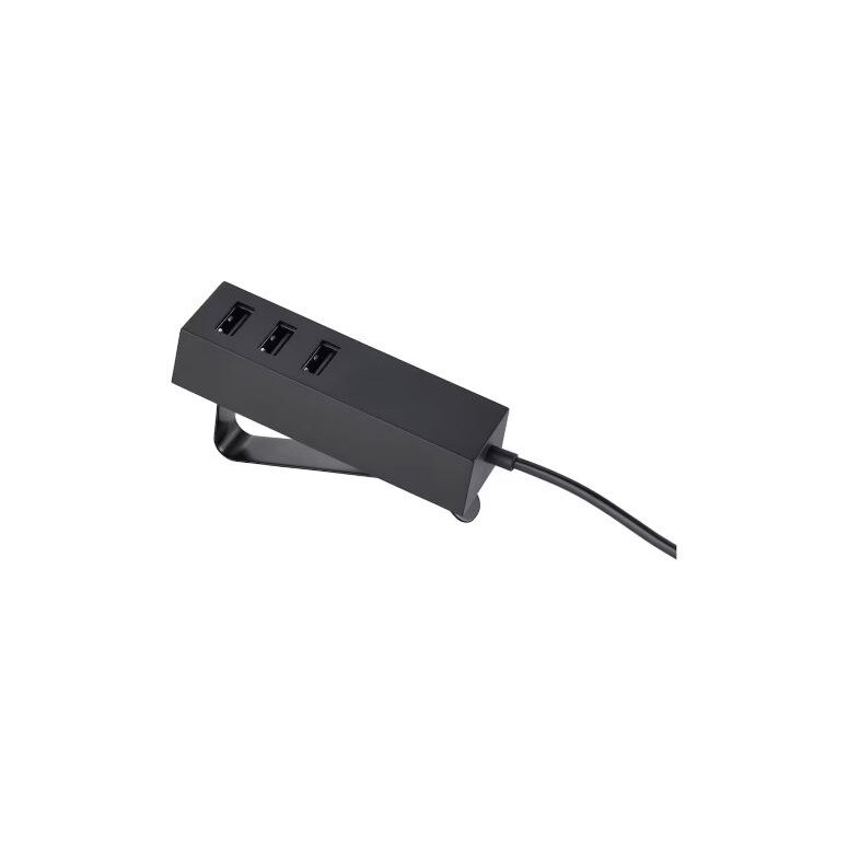 Hub USB Evolium cu clema de prindere pe blat, 3 porturi, cablu de 2m si ...