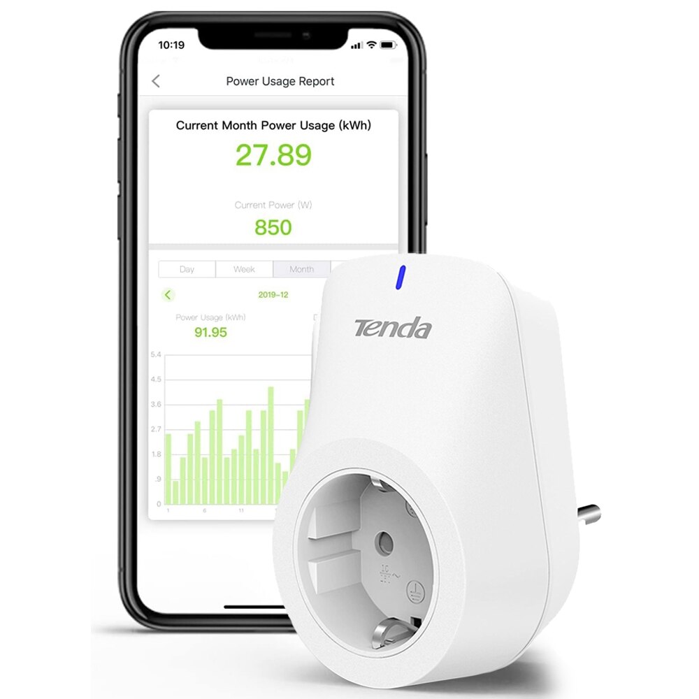 Priza inteligenta, Tenda, 13 A, Voce si telecomanda, Alb - eMAG.ro