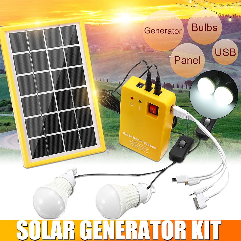 Kit cu panou solar portabil, UBX®, 2 becuri 1 W, radio, functie de ...