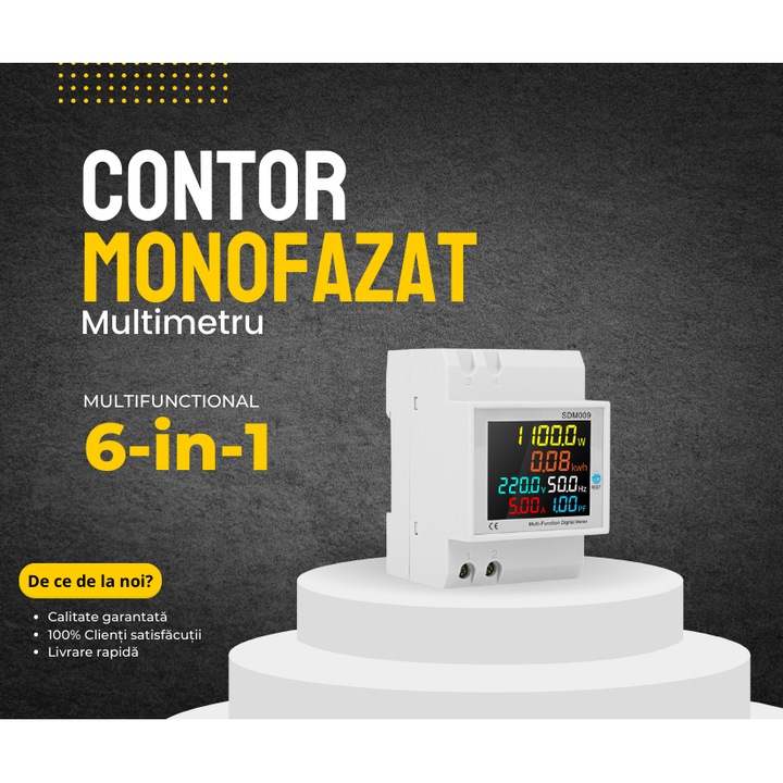 Contor monofazat de energie electrica, Multimeteru, Doerr, 6 in 1, LCD ...