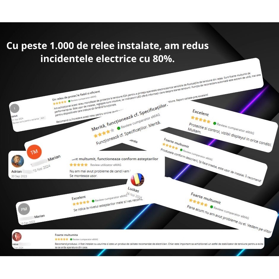 Releu digital monofazat de protectie si monitorizare tensiune, supratensiune, subtensiune, Doerr ...