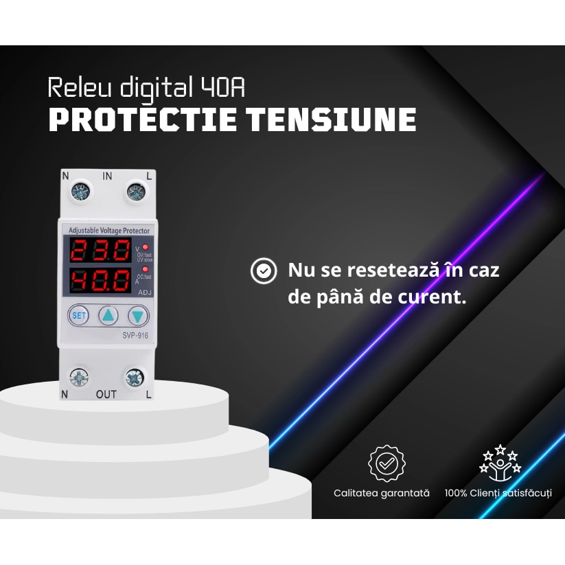 Releu digital monofazat de protectie si monitorizare tensiune, supratensiune, subtensiune, Doerr ...