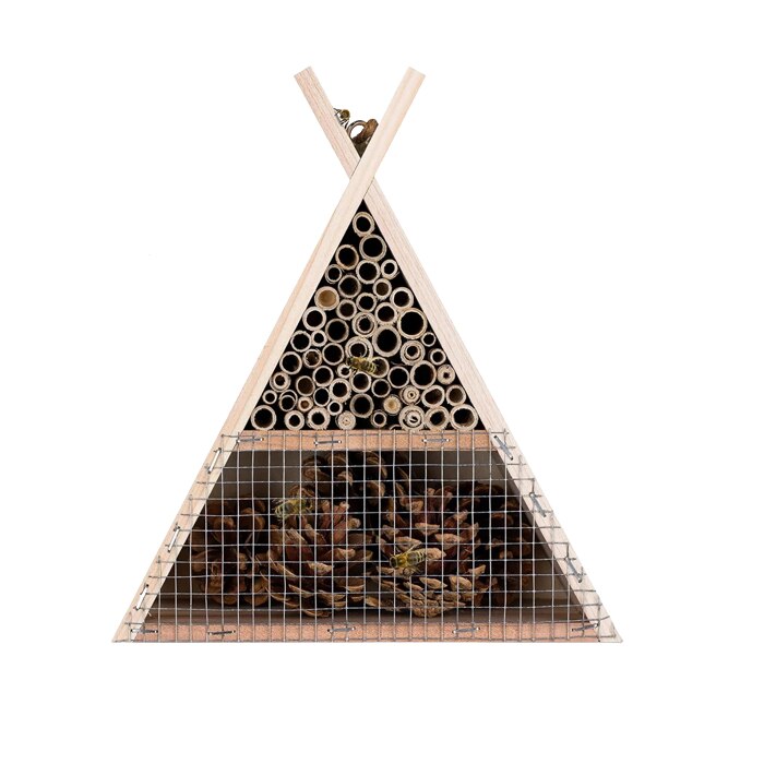 Cuib pentru albine Navaris, lemn/metal, natur, 22.5 x 21 x 8 cm - eMAG.ro