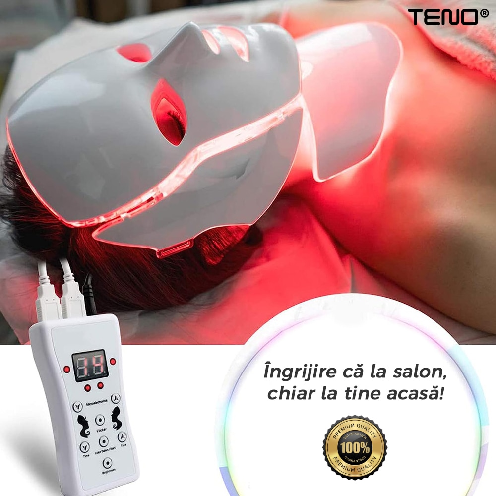 Masca Faciala 7in1 cu Led Teno®, beneficii anti-imbatranire, reducerea ...