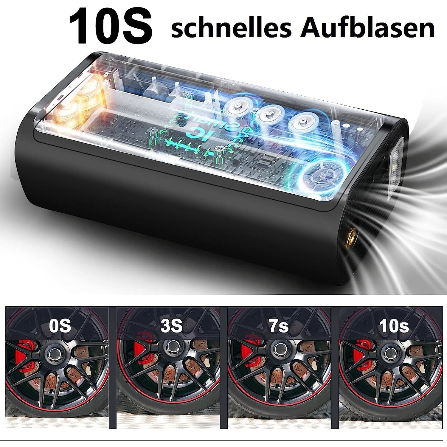 Idepet Hordozható autós kompresszor, vezeték nélküli, 150 PSI, 20 l ...