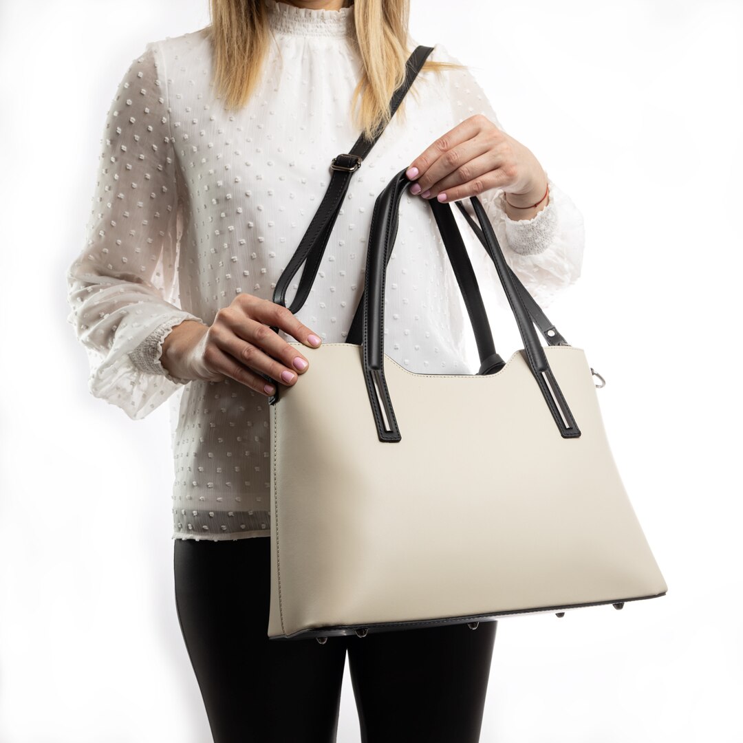 Poseta dama, piele, Toro Nero, Design lover, bej - eMAG.ro