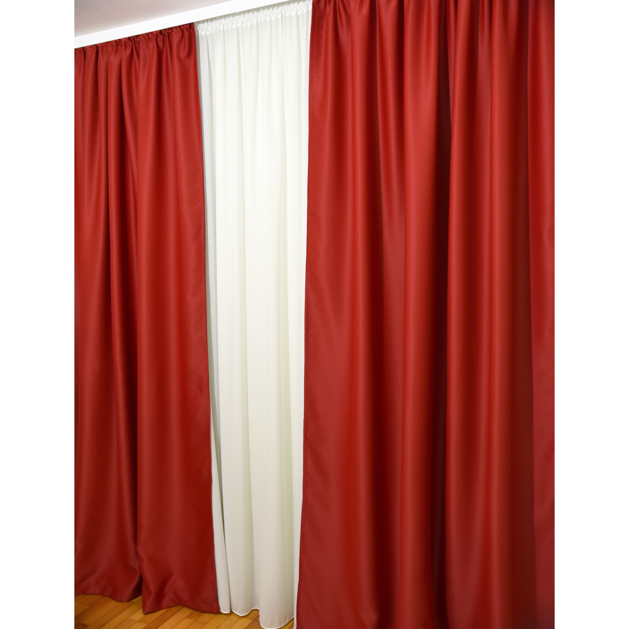 Set doua draperii Black-out Rosu 2x450x260 cm, cu rejansa - eMAG.ro